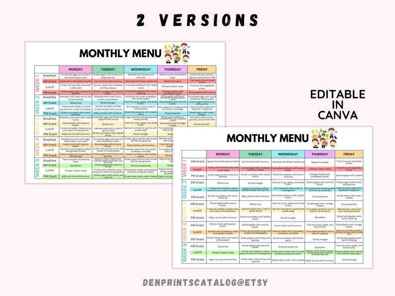 Home Daycare Monthly Menu Printable, Editable Daycare Daily Schedule ...