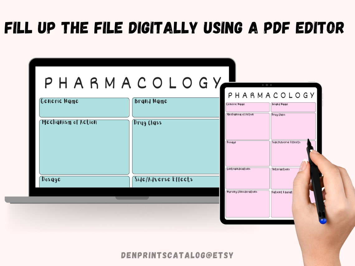 Pharmacology Nursing Template Printable, Minimalist Nursing Student ...