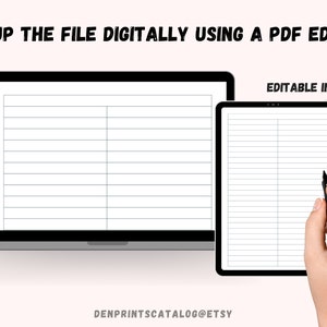Printable Blank 2 Columns List Text Input and Print and Write Digital ...