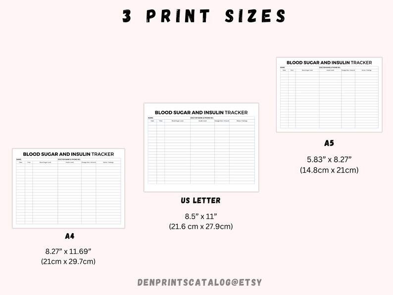 Blood Sugar and Insulin Tracker Printable, Print and Write PDF, Blood ...