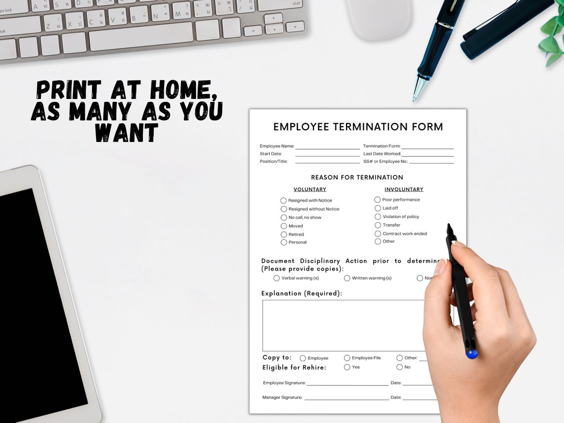 Employee Termination Form, Printable Employee Termination Form ...