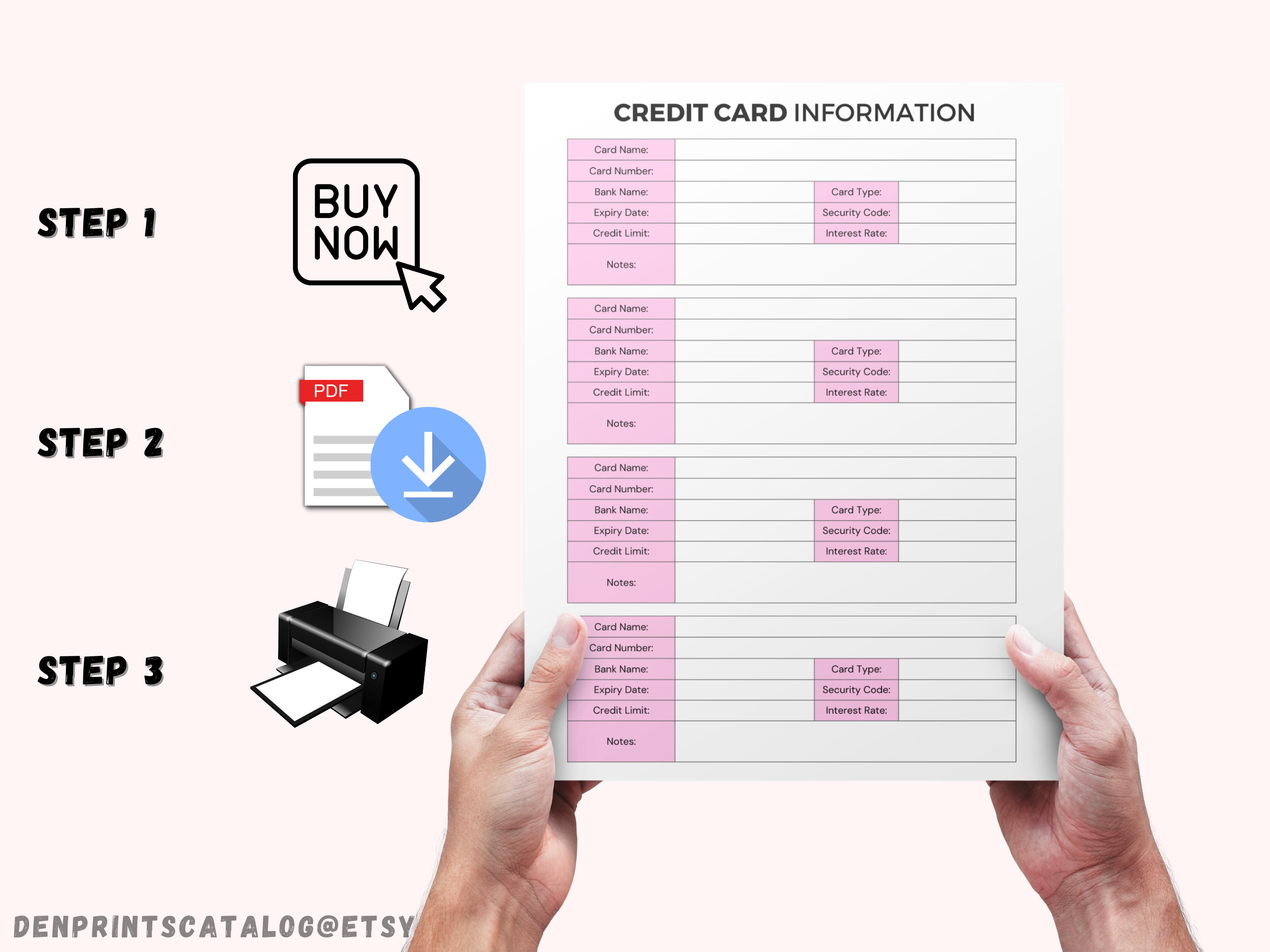Credit Card Info, Credit Card Journal, Overview at A Glance, Credit ...