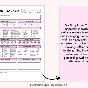 Daily Mood Tracker Printable, Printable Mood Track, Emotion Tracker ...