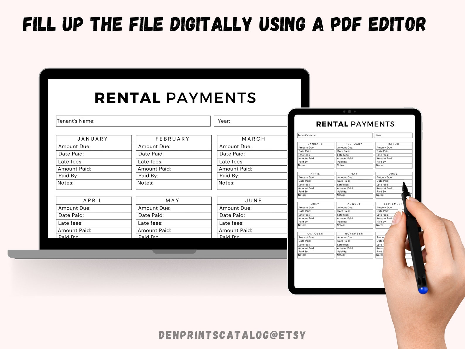 Rent Payment Tracker Printable, Tenant Payment Tracker, Rent Payment ...