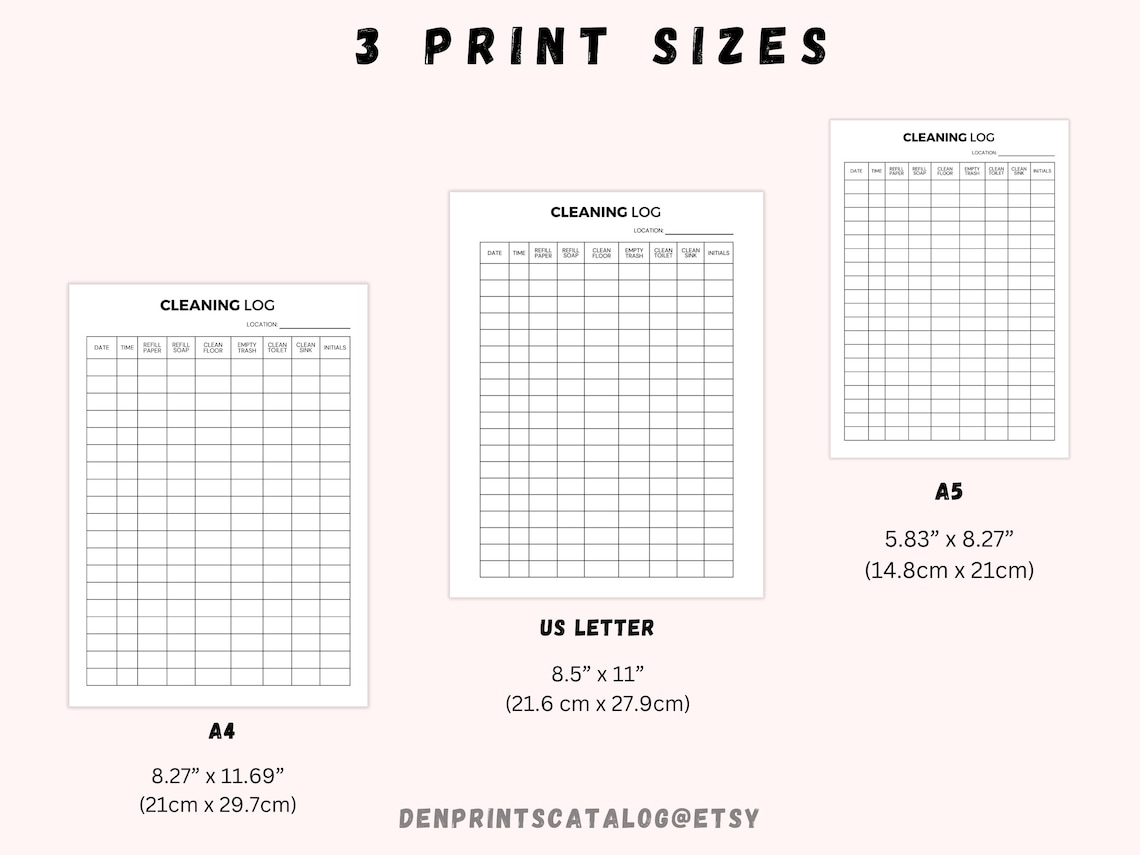 Weekly Bathroom Cleaning Chart Printable, Restroom Cleaning Log for ...