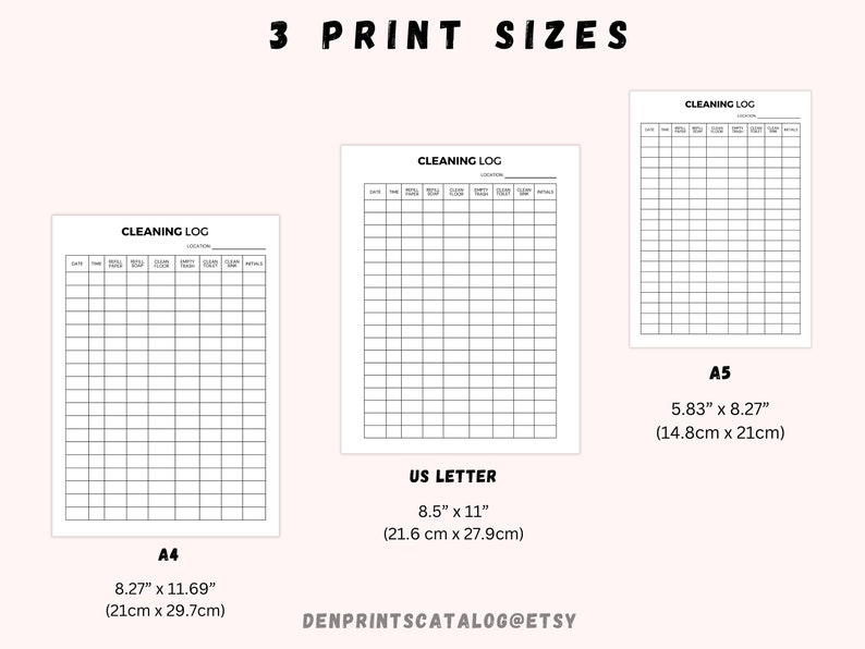 Weekly Bathroom Cleaning Chart Printable, Restroom Cleaning Log for ...