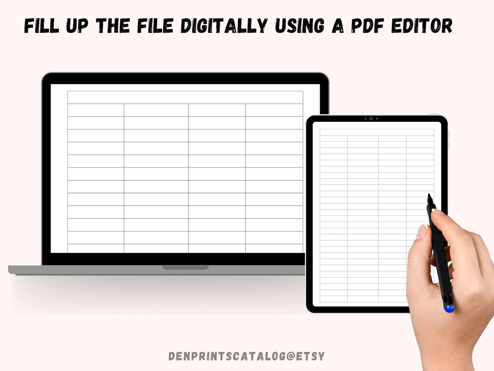 4 Blank Columns Chart Text Input Print and Write Printable Digital ...