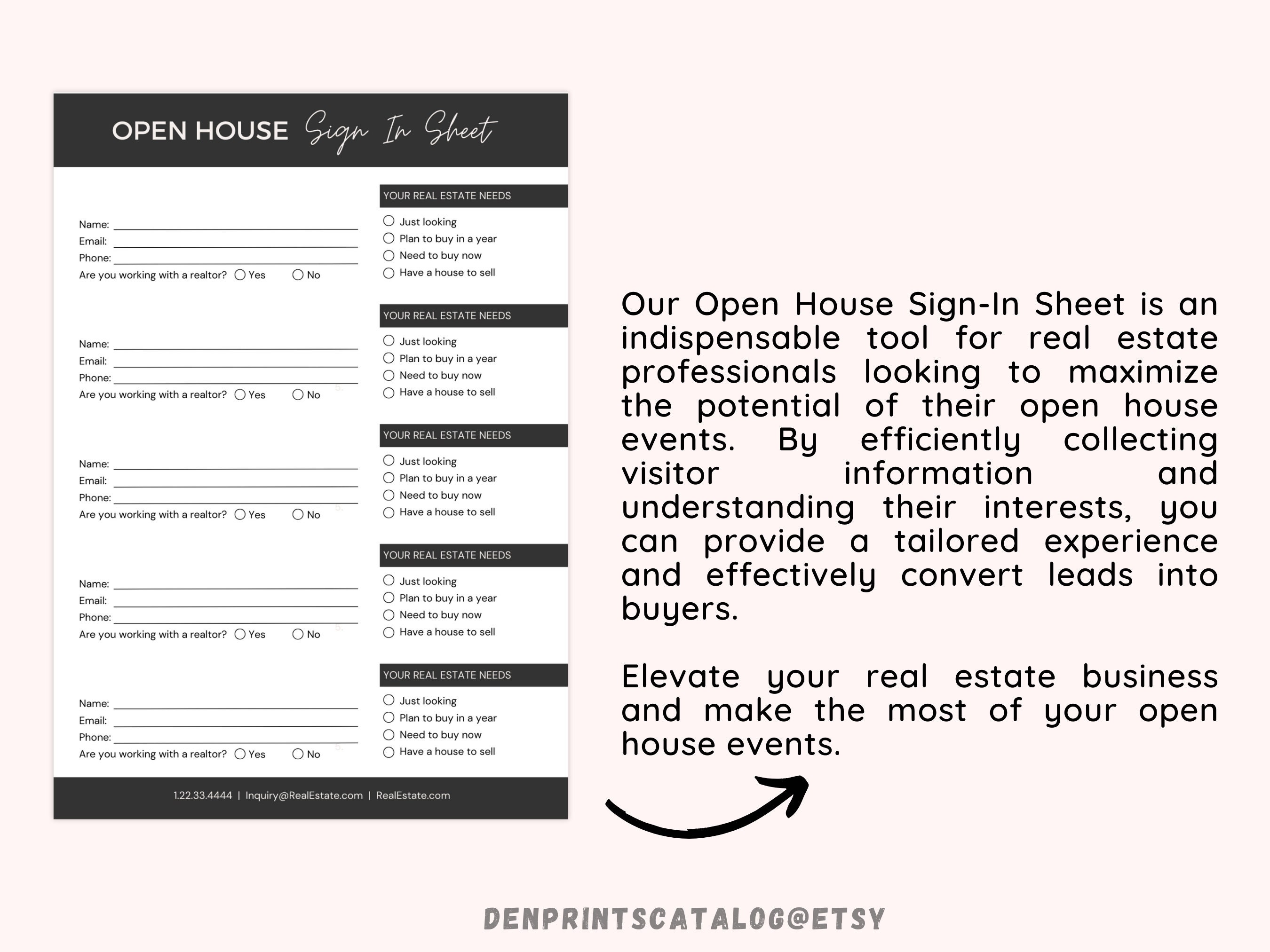 Open House Sign in Sheet Printable Editable Canva Template - Etsy