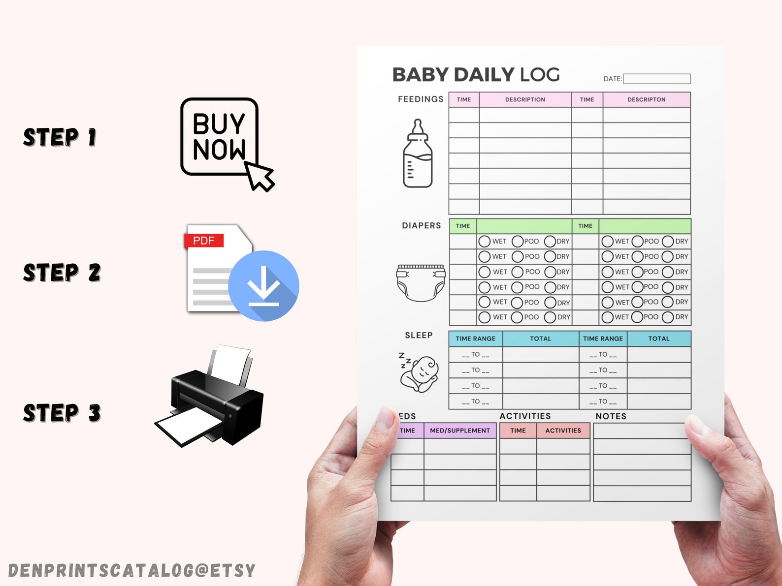 Baby Daily Log, Infant Daily Log, Baby Care Journal, Infant Activity ...