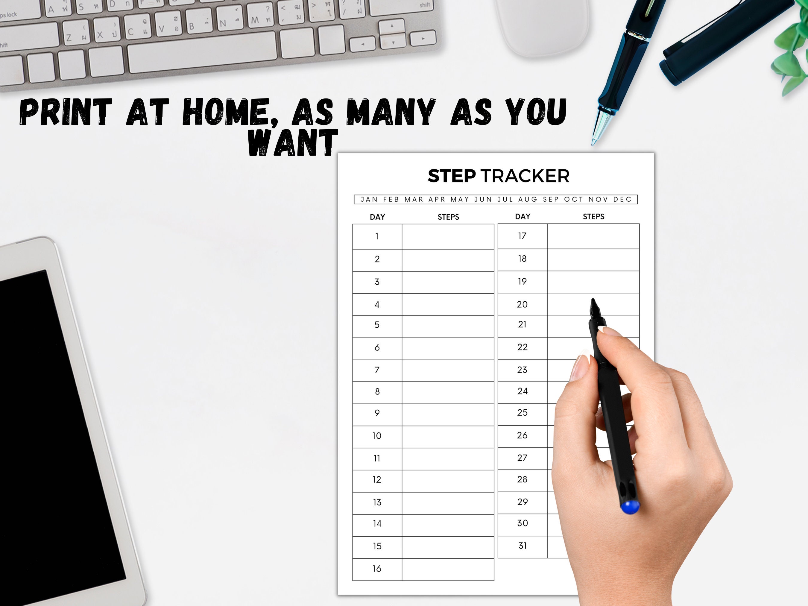Step Tracker Printable, Step Log Planner, Printable Planner Fitness ...