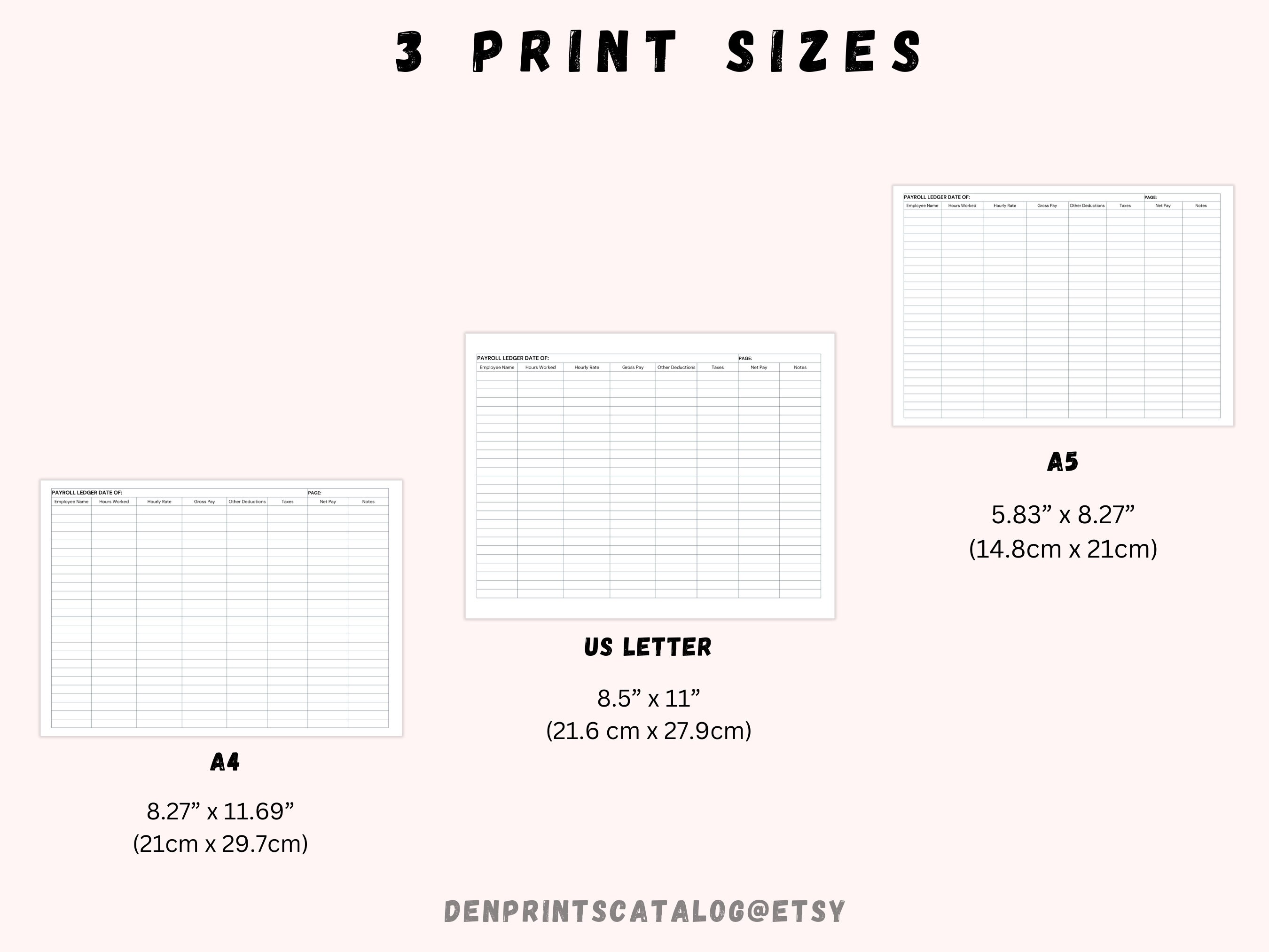 Small Business Daily Payroll Tracker Printable, Ledgers for Hourly and ...