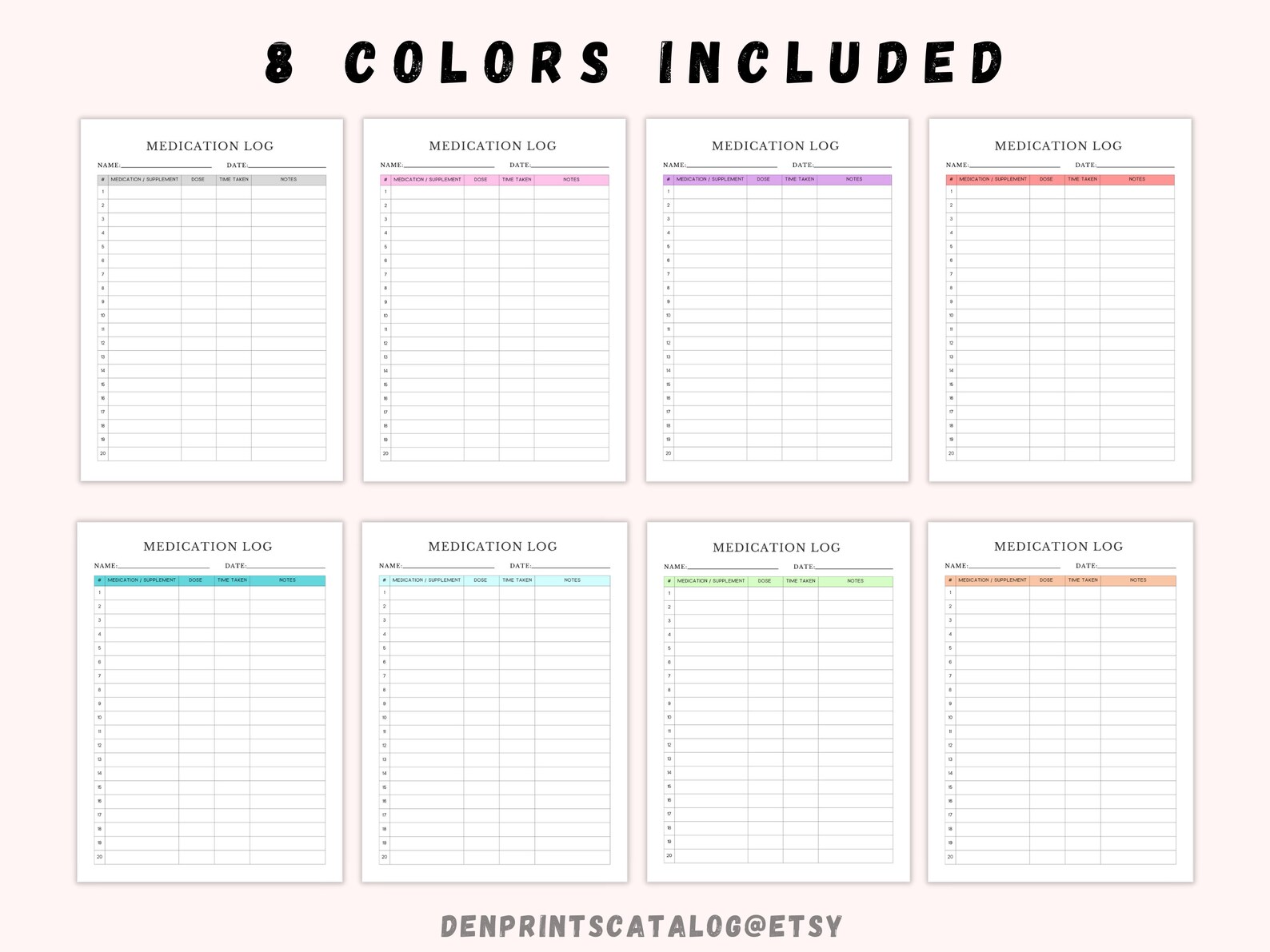 Medication Log Printable, Ready to Print Medication Log Chart, Post ...