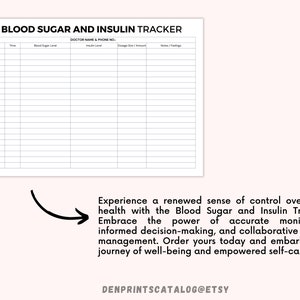 Blood Sugar and Insulin Tracker Printable, Print and Write PDF, Blood ...