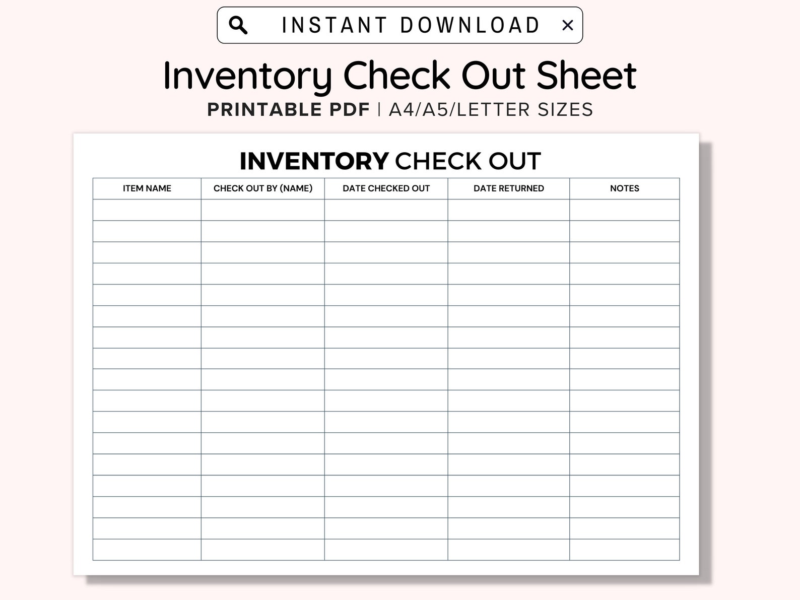 Inventory Sign Out Sheet Checkout Form, Print and Write PDF, Worksheets ...