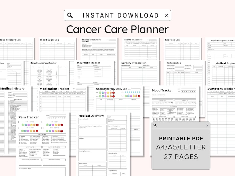 Cancer Planner Printable, Cancer Care Journal, Cancer Diagnosis Health ...