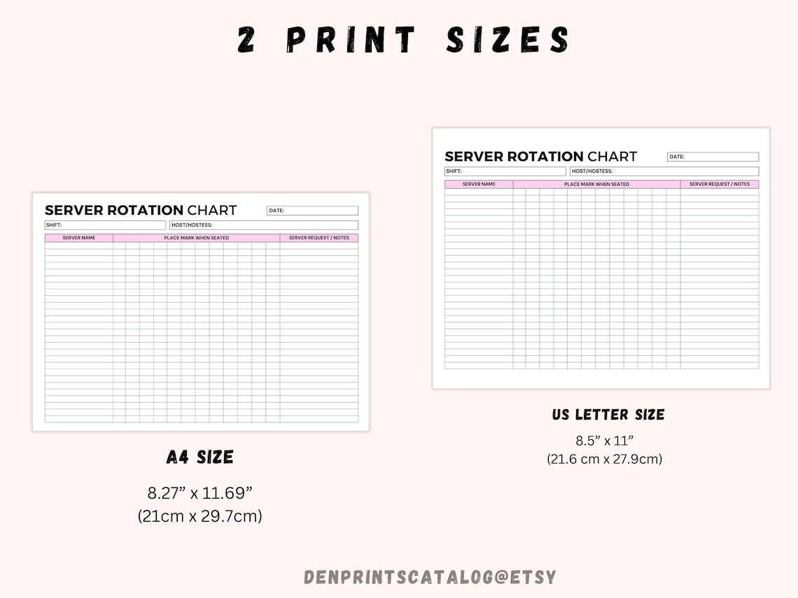 Printable Server Rotation Chart Server Chart Board Seating Chart ...