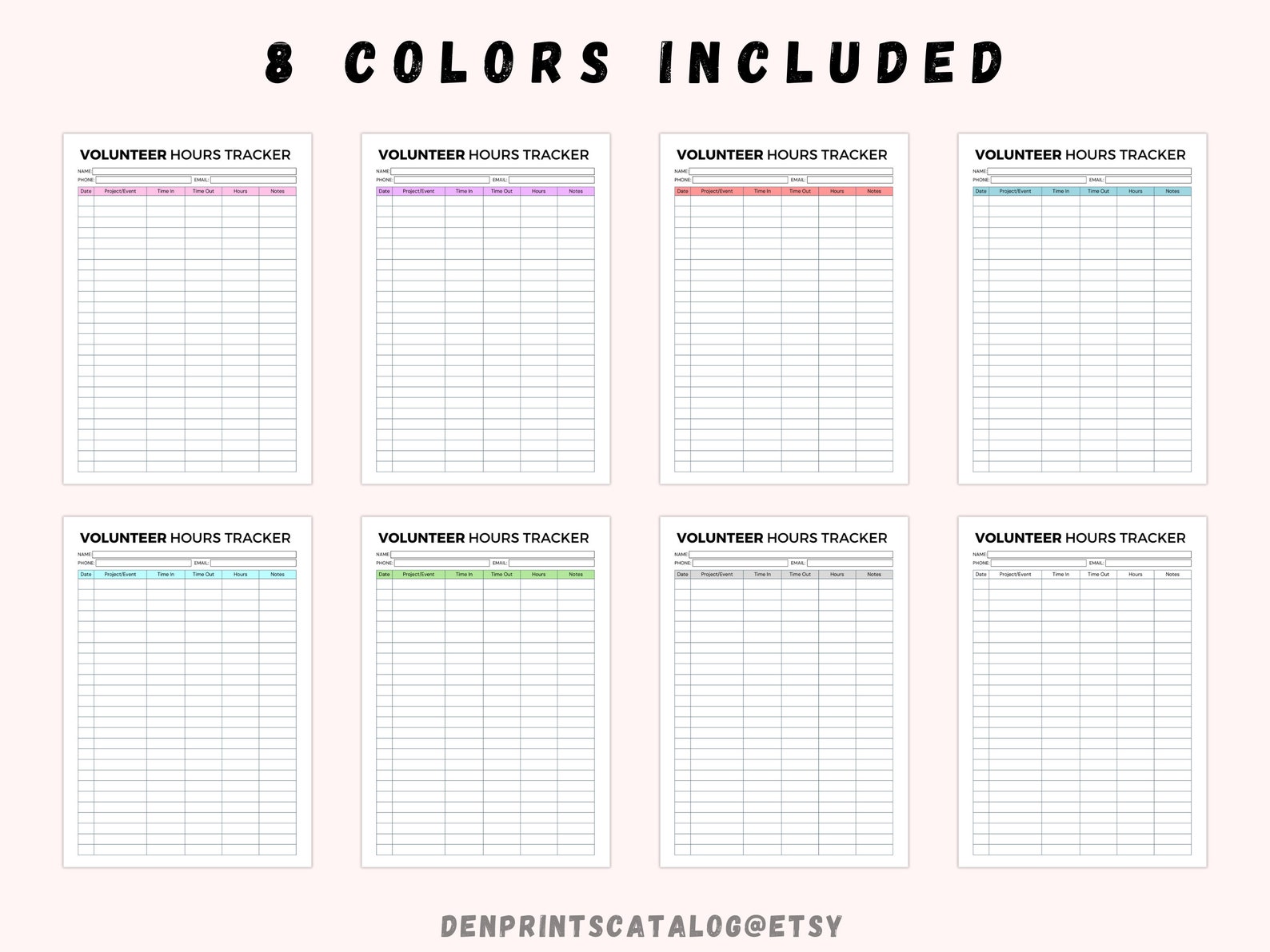 Volunteer Schudule Hours Tracker Log Printable, Volunteer Activity ...