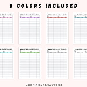 Volunteer Schudule Hours Tracker Log Printable, Volunteer Activity ...