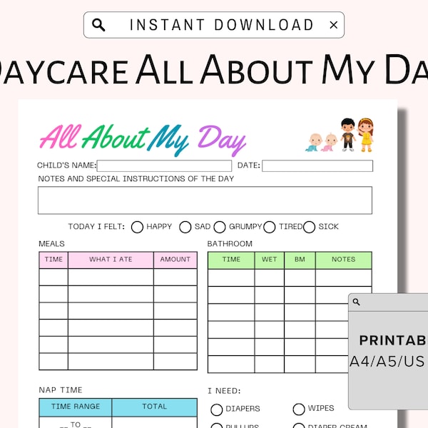 Toddler Daily Report - Etsy