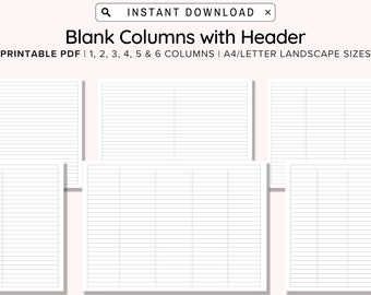 Blank Columns Chart Templates: Printable Table Worksheets (PDF, A4, A5 ...