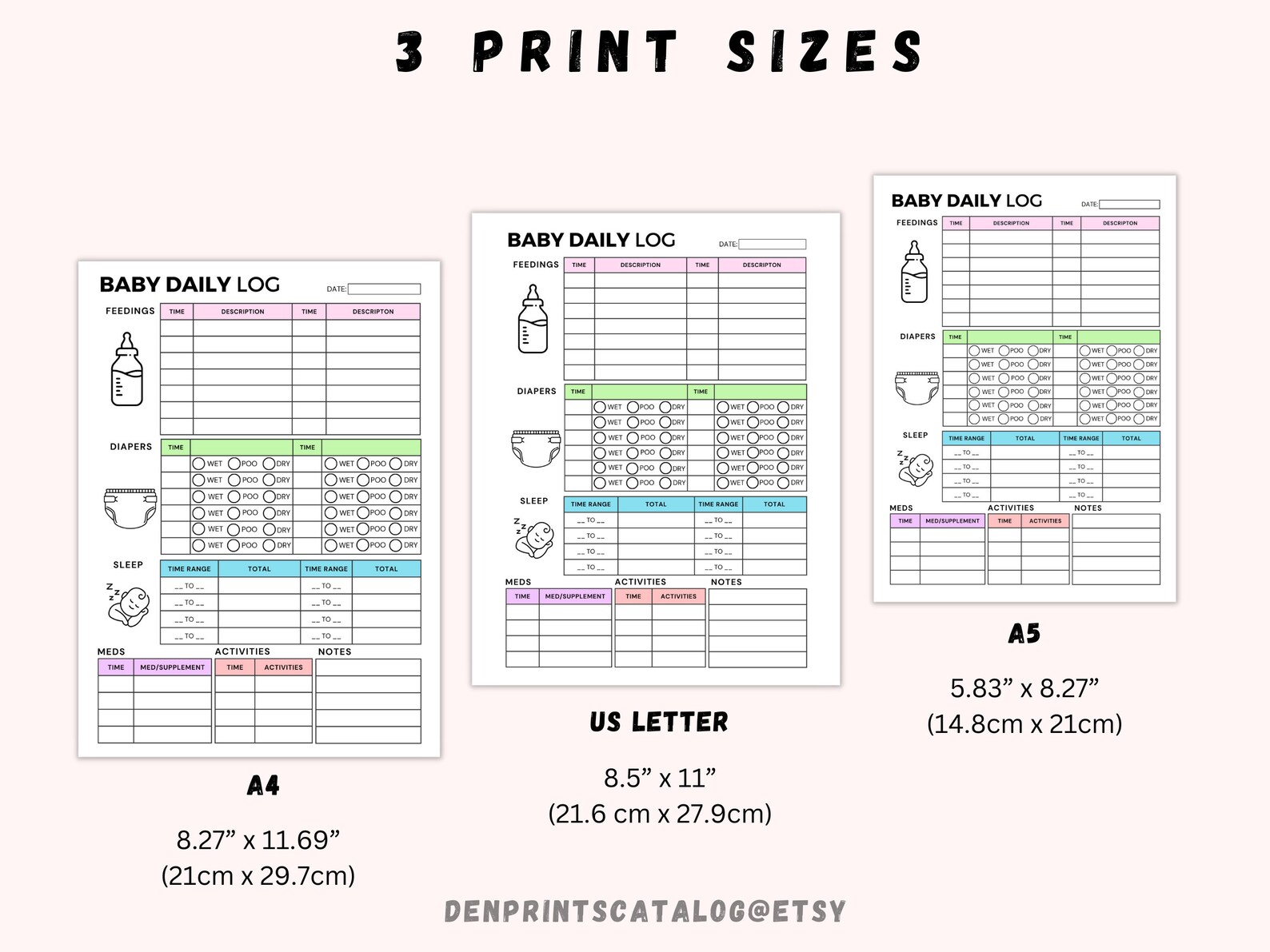 Baby Daily Log, Infant Daily Log, Baby Care Journal, Infant Activity ...