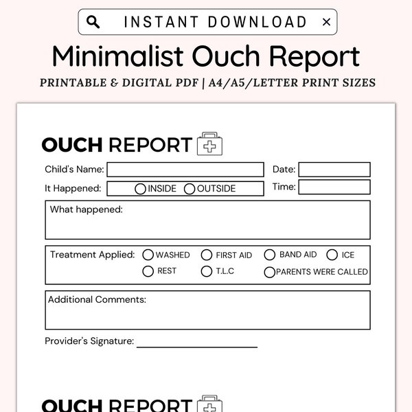 Daycare Incident Form - Etsy Canada