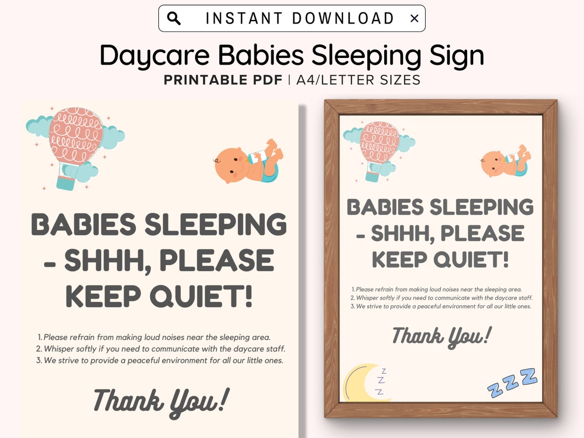 Babies Sleeping Sign Printable, Daycare Be Quiet Naptime Poster ...