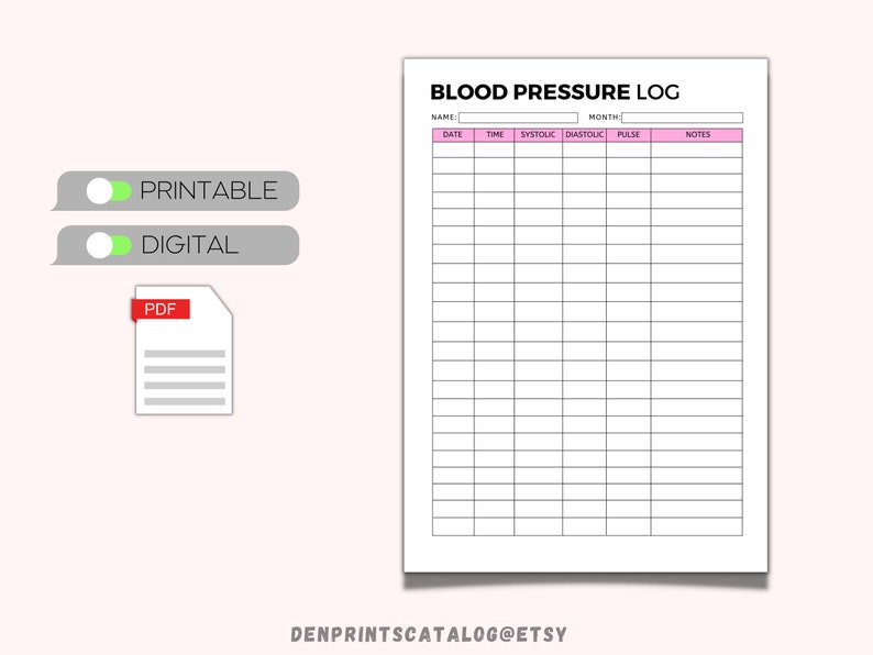 Blood Pressure Log Book Printable, High Blood Pressure Tracker ...