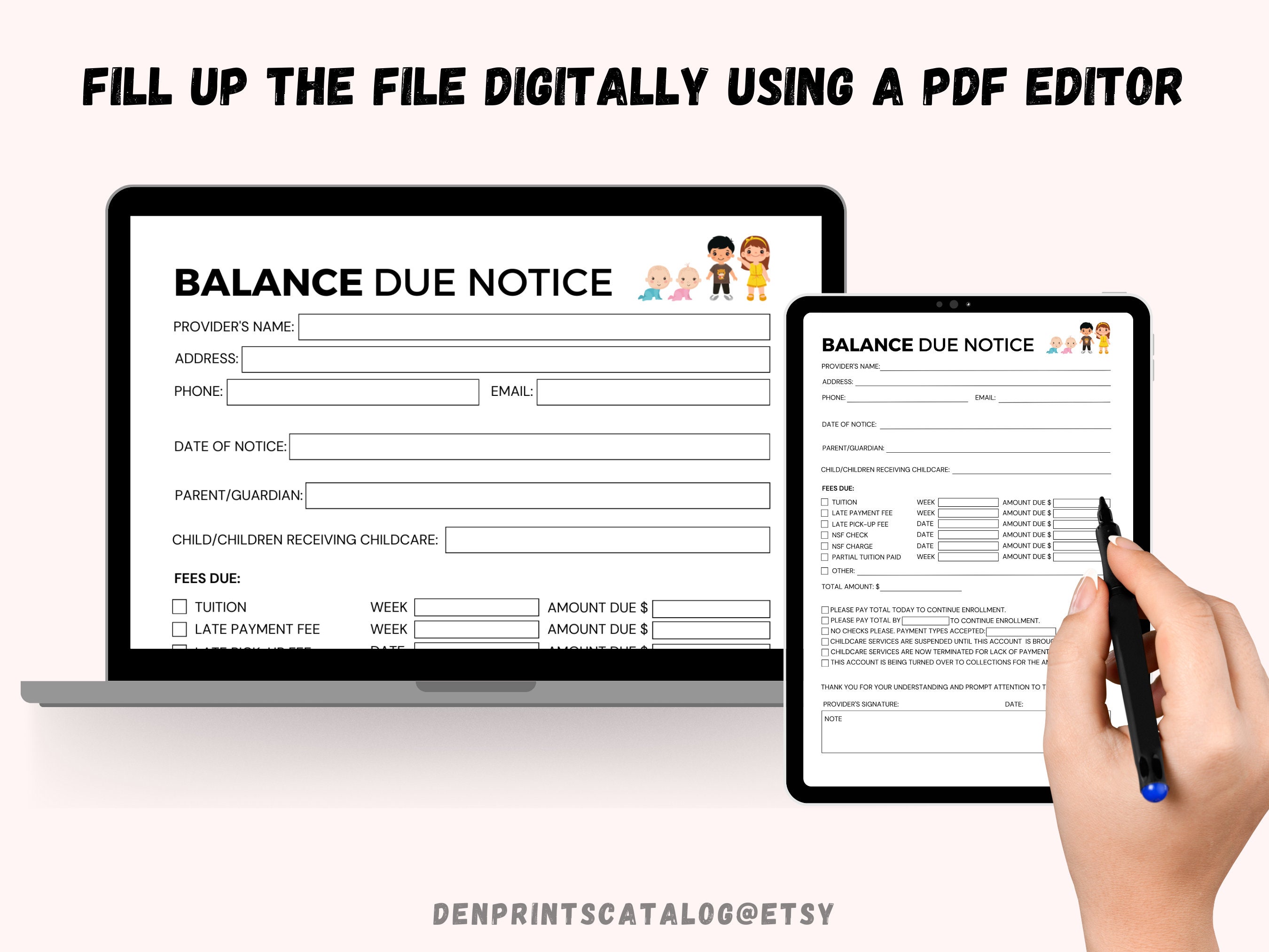 DAYCARE Balance Due Childcare Center Late Payment Notice, Past Due ...