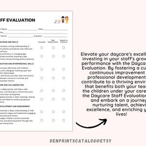 Daycare Staff Evaluation Printable,childcare Center Printable Employee ...