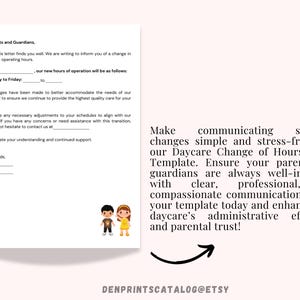 Fillable Daycare Change of Hours Letter, Printable Change of Hours ...