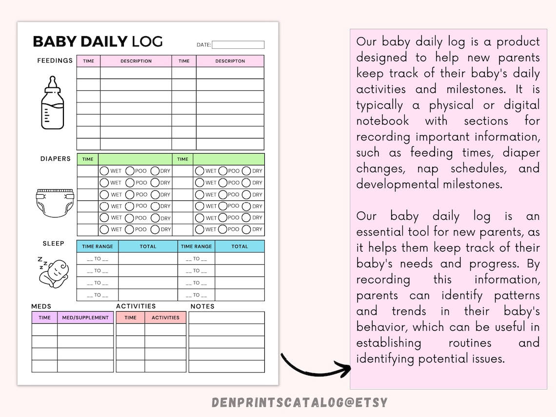 Baby Daily Log, Infant Daily Log, Baby Care Journal, Infant Activity ...
