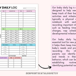 Baby Daily Log, Infant Daily Log, Baby Care Journal, Infant Activity ...