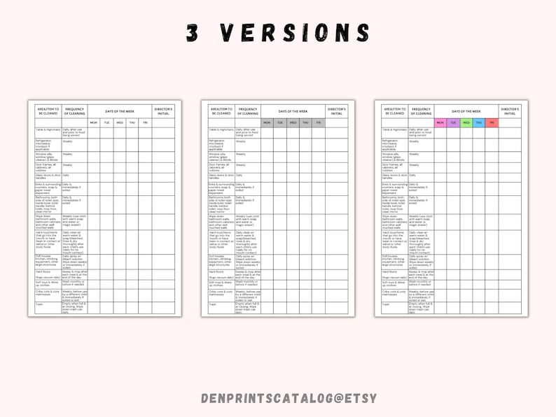 Daycare Cleaning Checklist Printable, Keep A Nice & Tidy Child Care ...