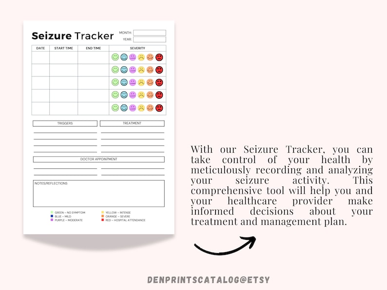 Printable Seizure Tracker Monthly, Epilepsy Tracker, Seizure Journal ...
