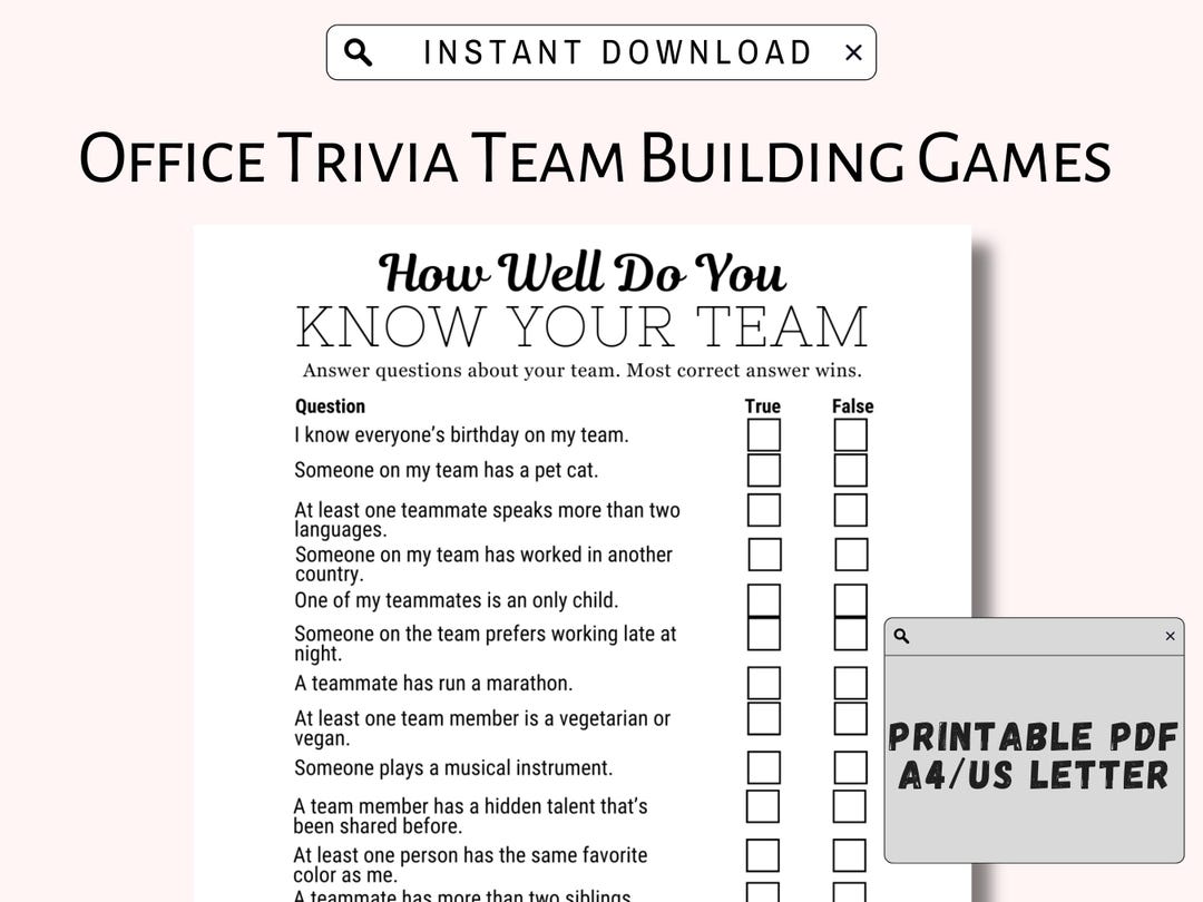 Office Trivia Team Building Games | Team Building Games | Coworker ...