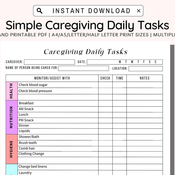 Nurse Task Checklist - Etsy