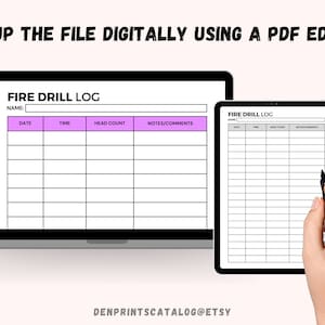 Business Fire Drill Log Printable, Organization, Fire Drill Practice, Daycare Fire Drill Log ...