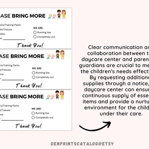 Please Bring More Supplies, Daycare Parent Notice Printable, Childcare ...