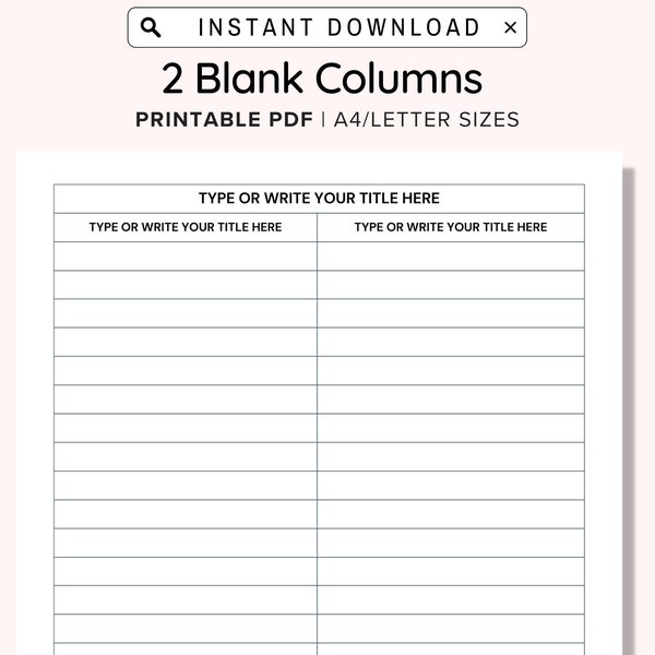 Two Column Notes Template - Etsy