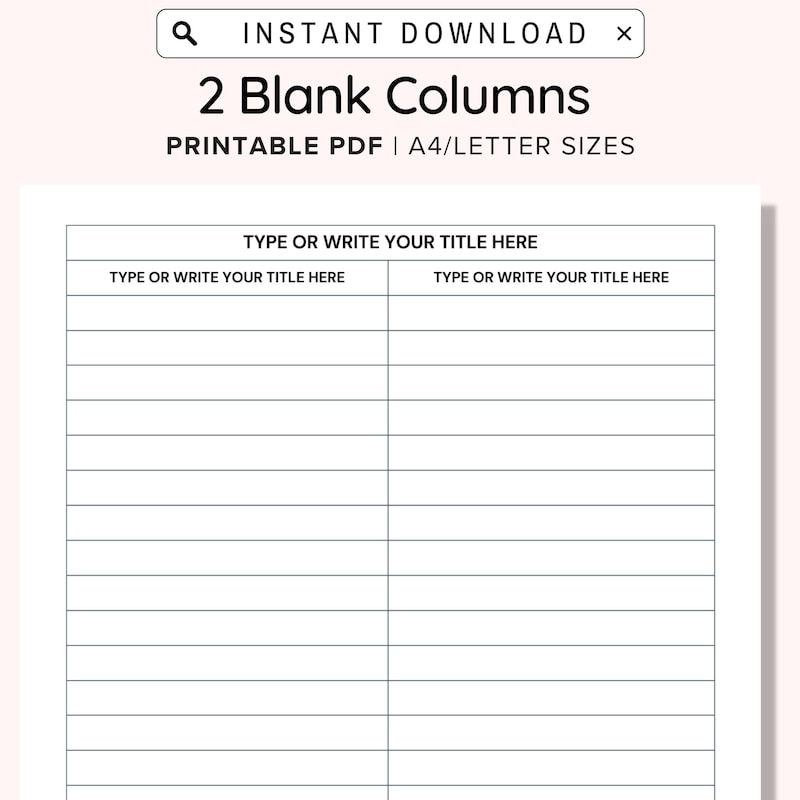 Two Column Notes Template - Etsy
