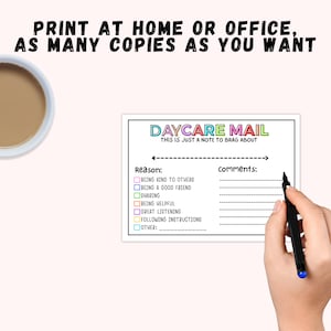 Daycare Mail, Note From Daycare Teacher, Daycare Report, Preschool ...