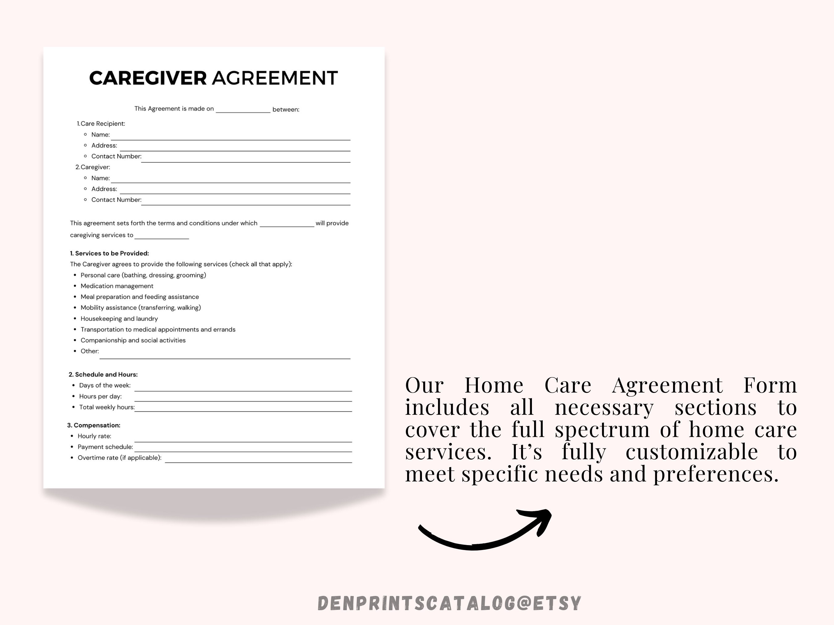 Fillable PDF Adult Caregiver Agreement Template Printable Editable in ...