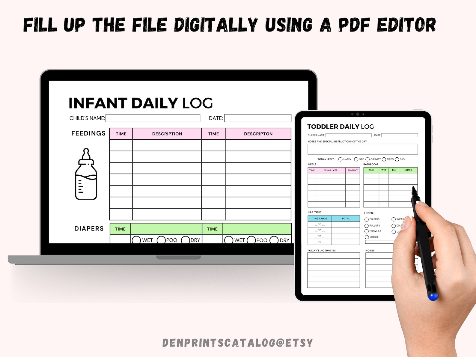 Infant Daily Log Printable, Daycare Printable Baby Log, Infant Toddler ...