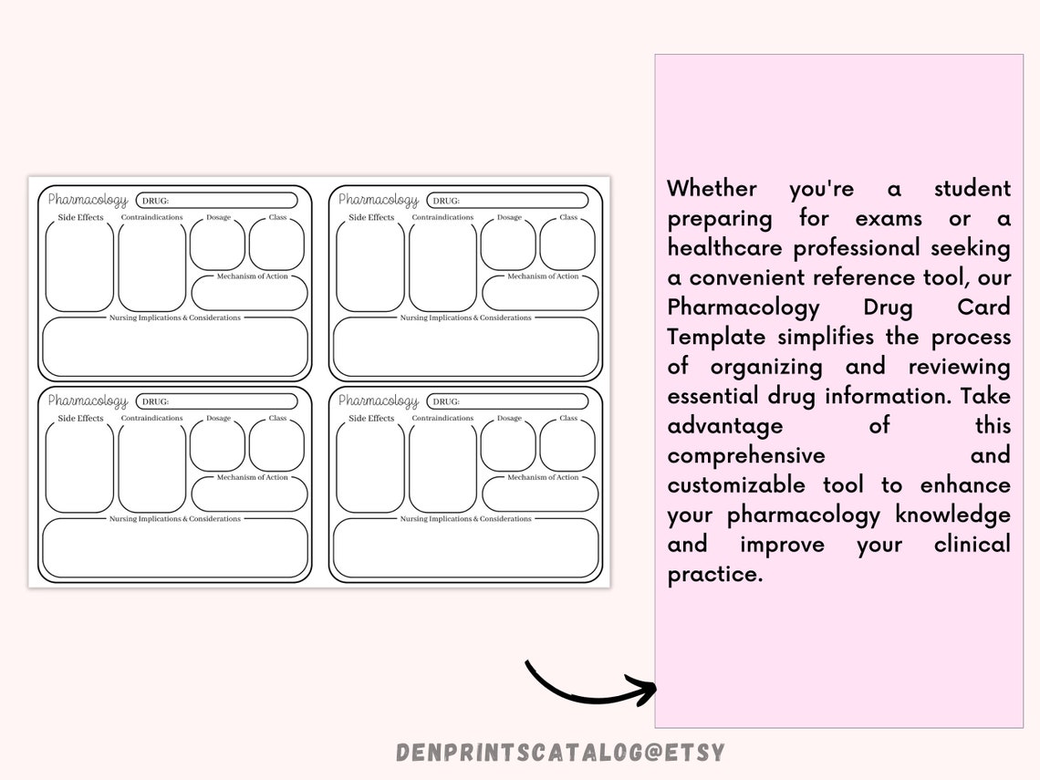 Drug Card Template, Nursing Pharmacology Printable, Nursing Notes ...