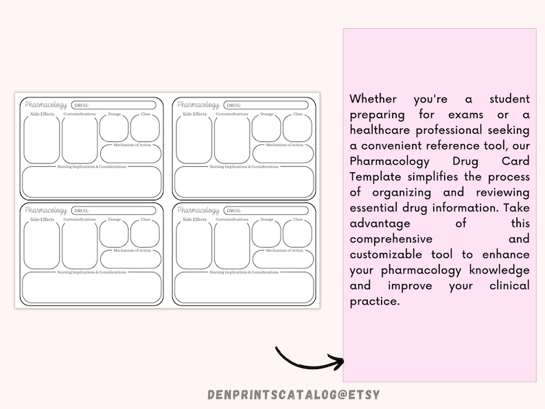 Drug Card Template, Nursing Pharmacology Printable, Nursing Notes ...