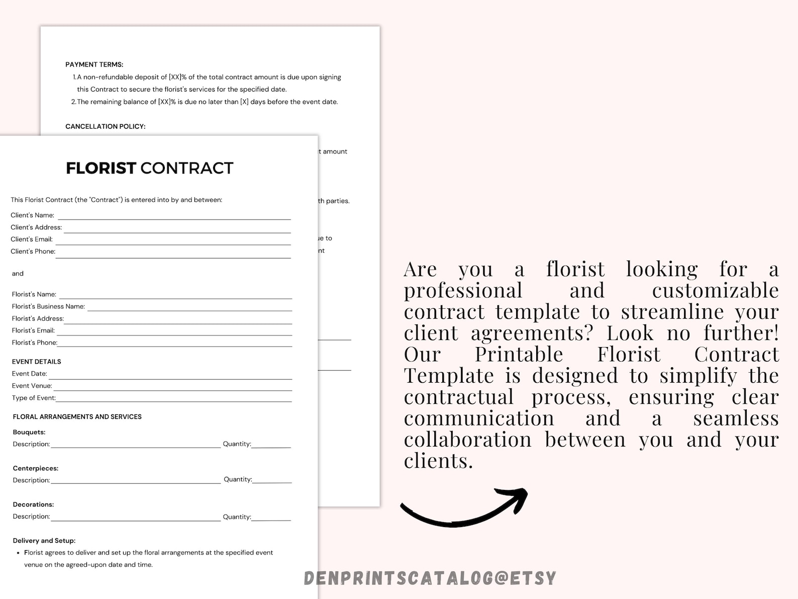 Florist Contract Template, Floral Services Agreement, Flower ...