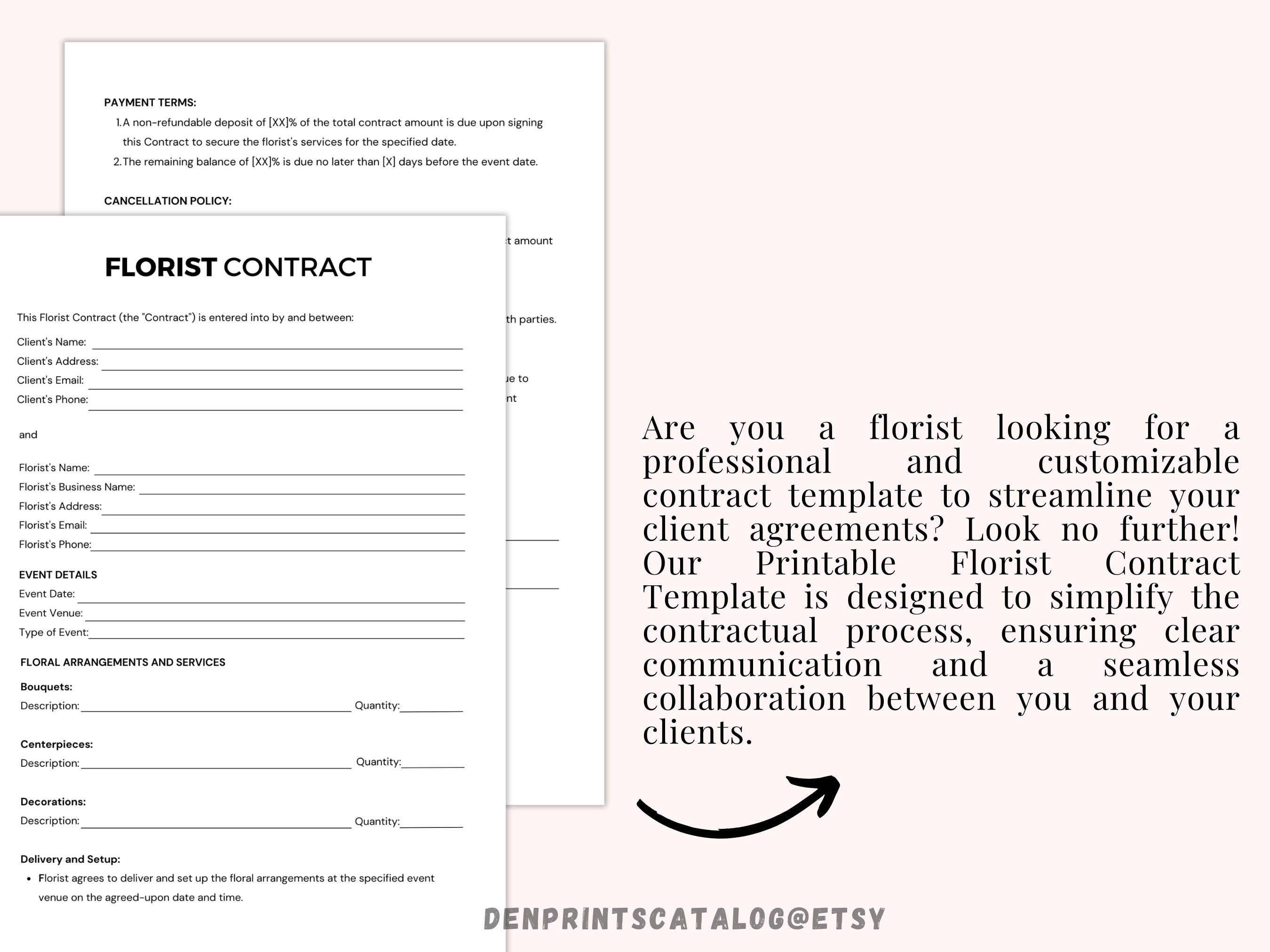 Florist Contract Template, Floral Services Agreement, Flower ...