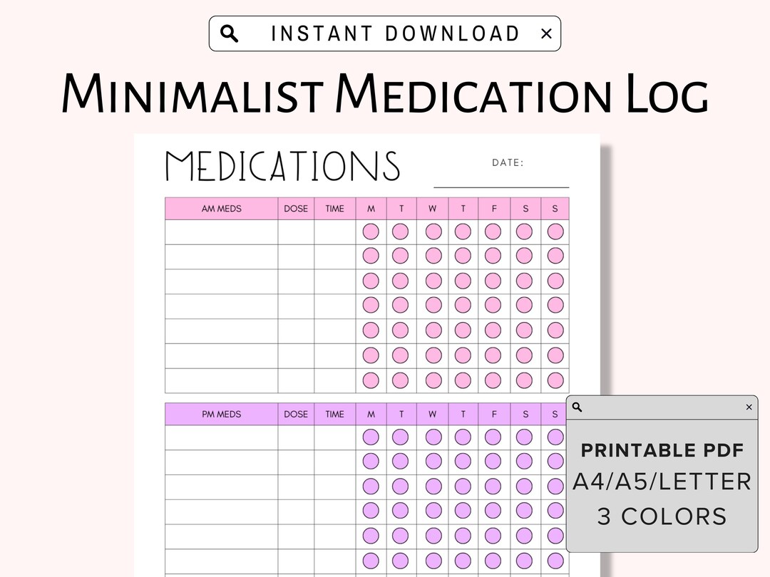 Editable Medication Schedule Printable Easy Medicine Chart Weekly ...