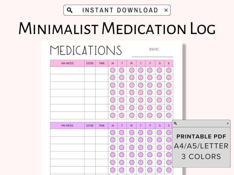 Editable Medication Schedule Printable Easy Medicine Chart Weekly ...